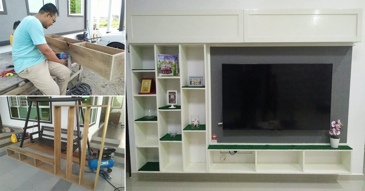 DIY Rak TV Seakan Rak IKEA Nampak Lebih Mewah Dan Moden