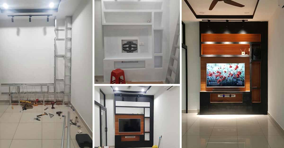 Cara DIY Rak TV Guna Gypsum Board
