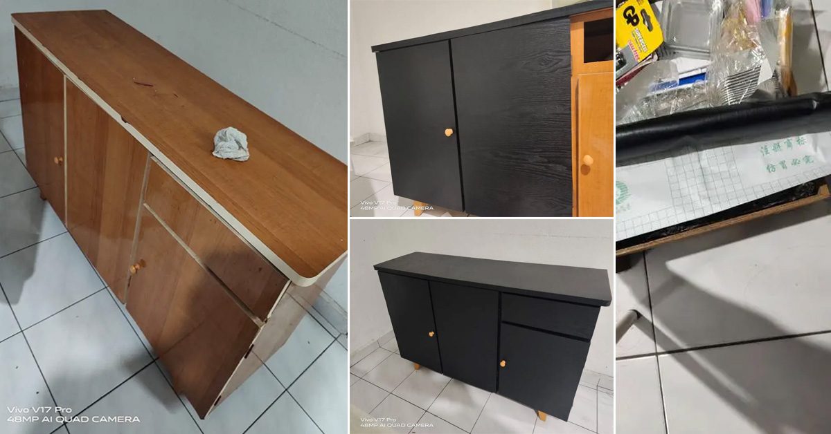 Makeover Cantikkan Perabot Lama Dengan Tampal Wallpaper