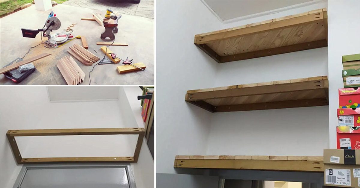 DIY Rak Tinggi Pada Dinding Untuk Jimat Ruang Barangan