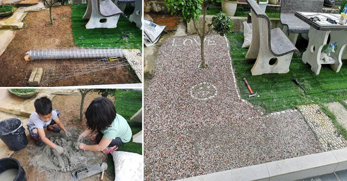 DIY Simen Batu Di Rumah Untuk Dijadikan Laluan Jalan Kaki