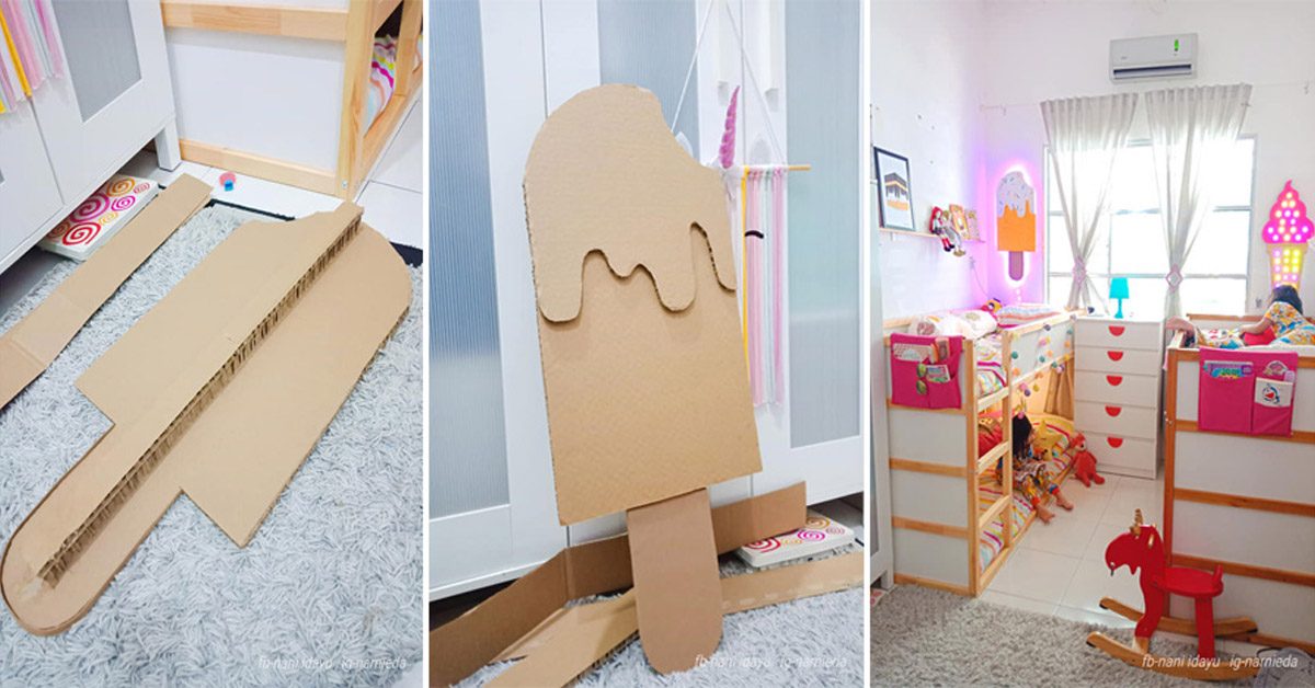 DIY Lampu Aiskrim Hanya Dari Kotak Terpakai Sahaja