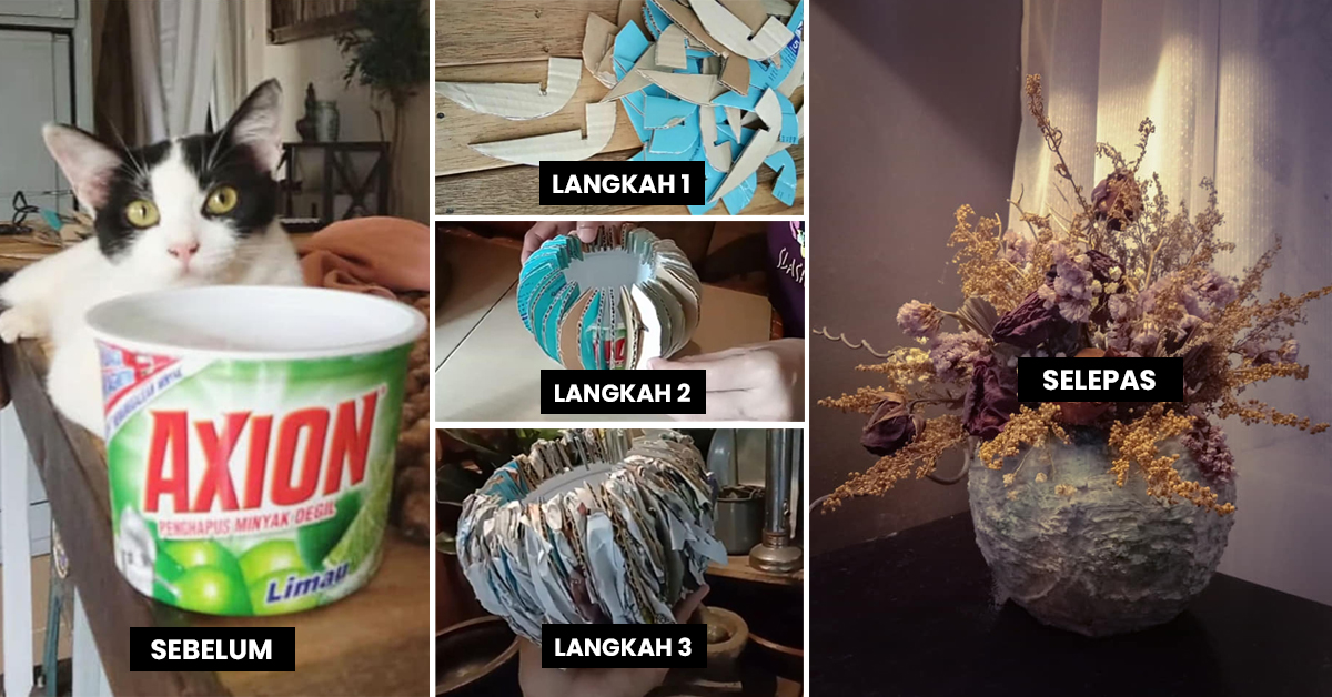 Cara Mudah DIY Bekas Sabun Axion Jadikan Pasu Bunga