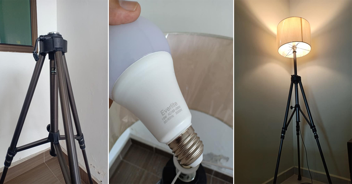 DIY Stand Lamp Hanya Daripada Tripod Kamera Yang Rosak