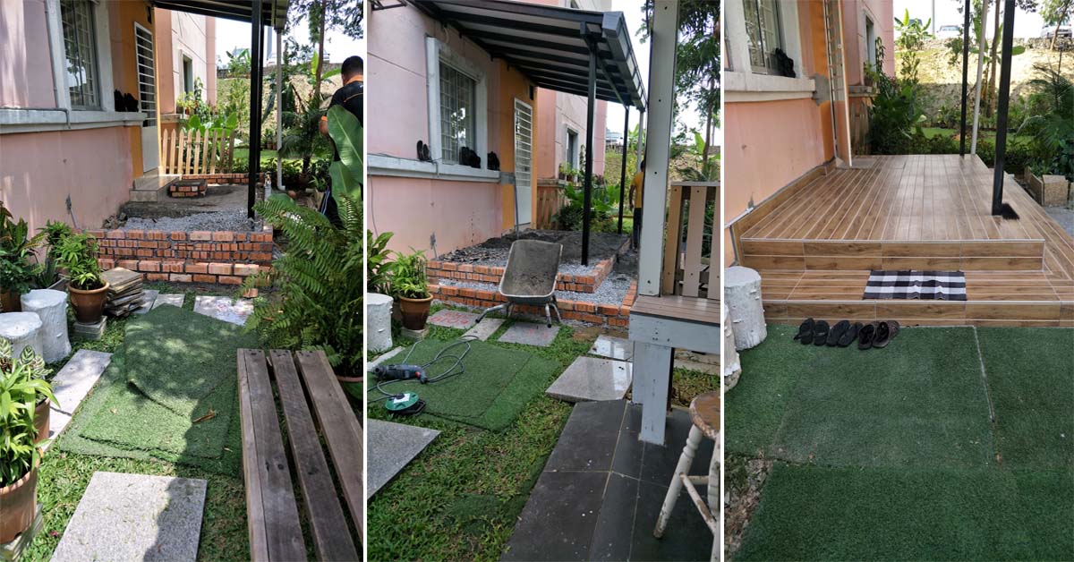 Proses Melakukan Ruangan Deck Patio Pada Halaman Rumah