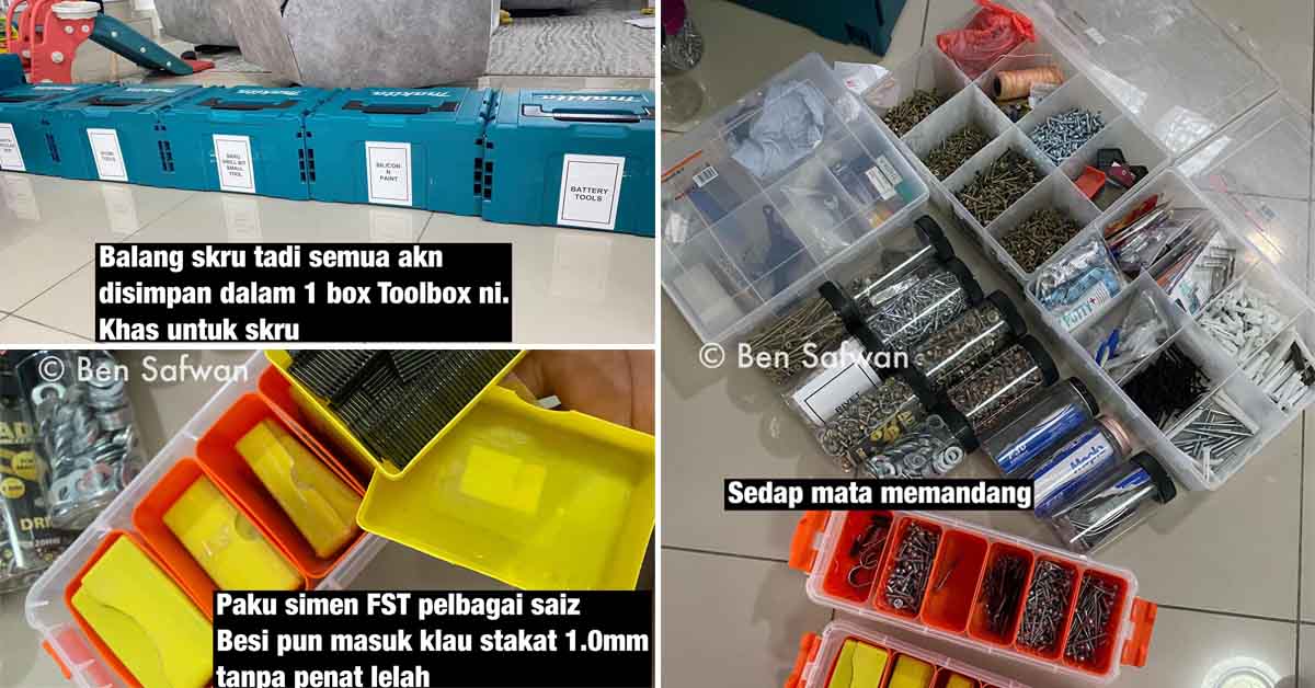 Cara Simpan Skru, Paku Dan Wallplug Projek DIY Premium