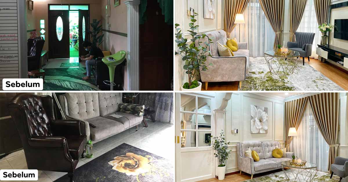 Makeover Ruang Tamu Hijau Gelap Jadi Terang Konsep Gold